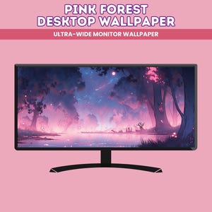 Pink Whimsical Forest Cozy Desktop Wallpaper Pack Lofi Cottagecore ...
