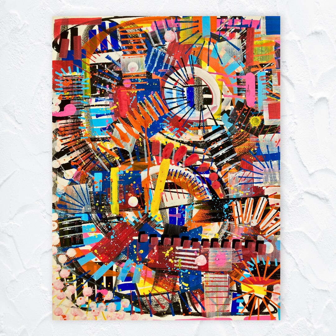 RED ALERT - JA - 2024 - Abstract Painting on Paper 50x65cm - Etsy