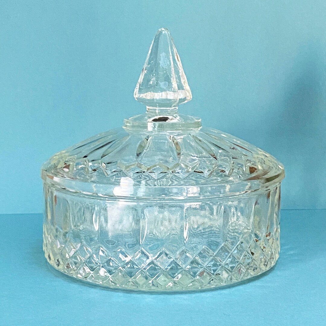 Beautiful Vintage Indiana Glass Princess Cut Covered Candy Dish - Etsy
