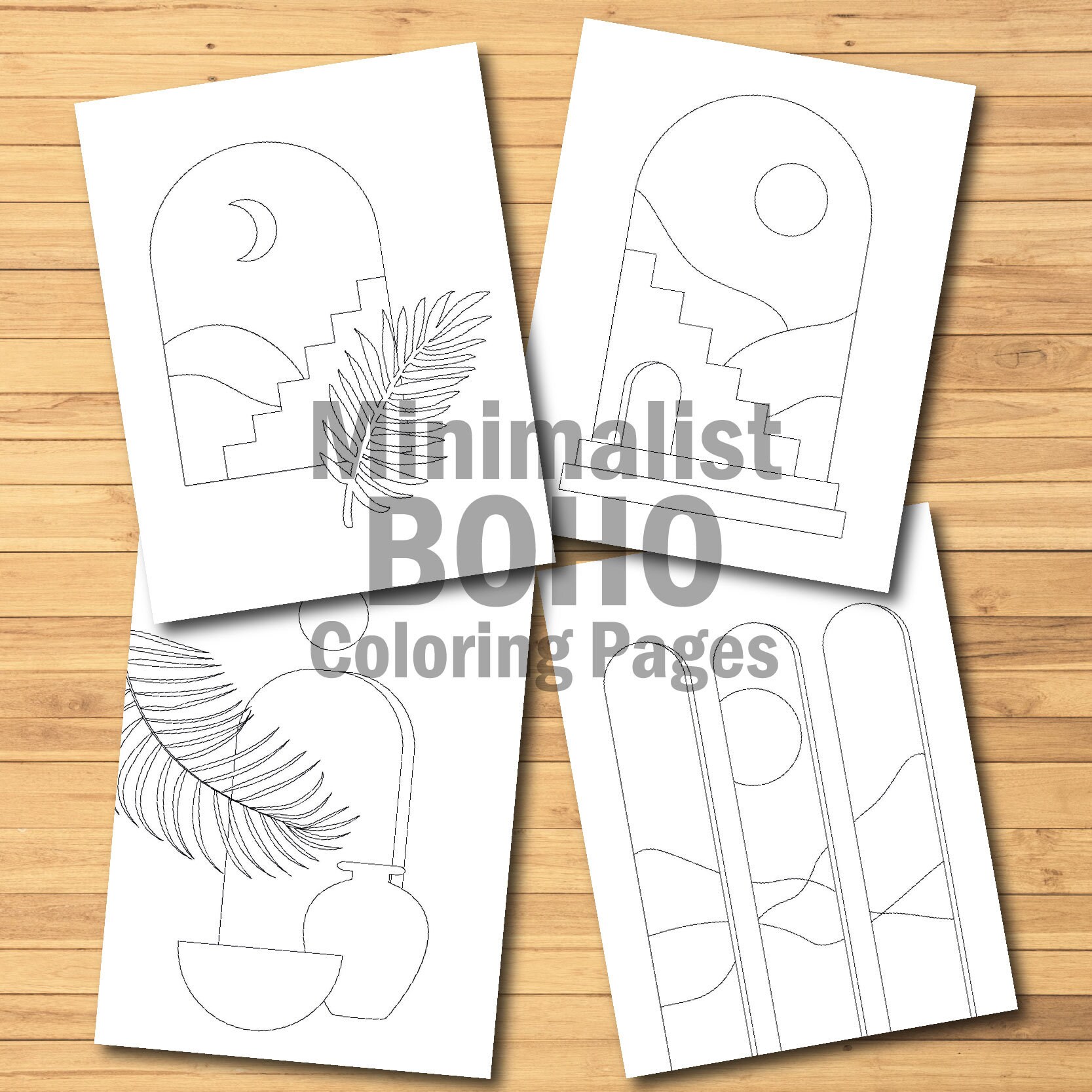 Minimalist Boho Coloring Pages Part 1 Printable PDF - Etsy