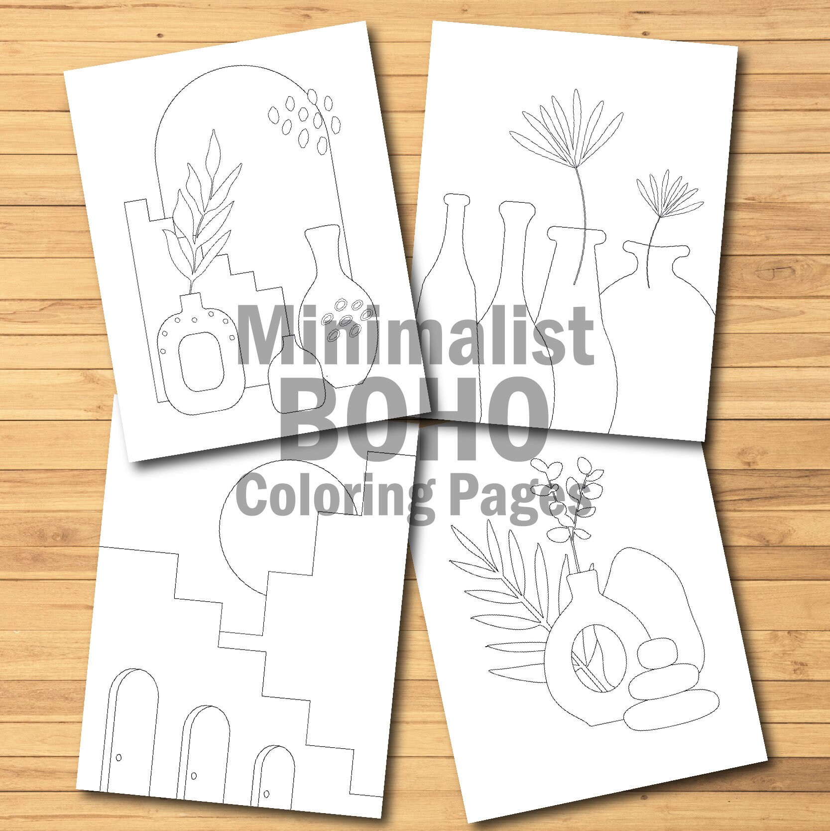 Minimalist Boho Coloring Pages Part 1 Printable PDF - Etsy