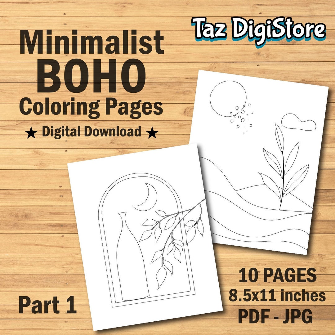 Minimalist Boho Coloring Pages Part 1 Printable PDF - Etsy