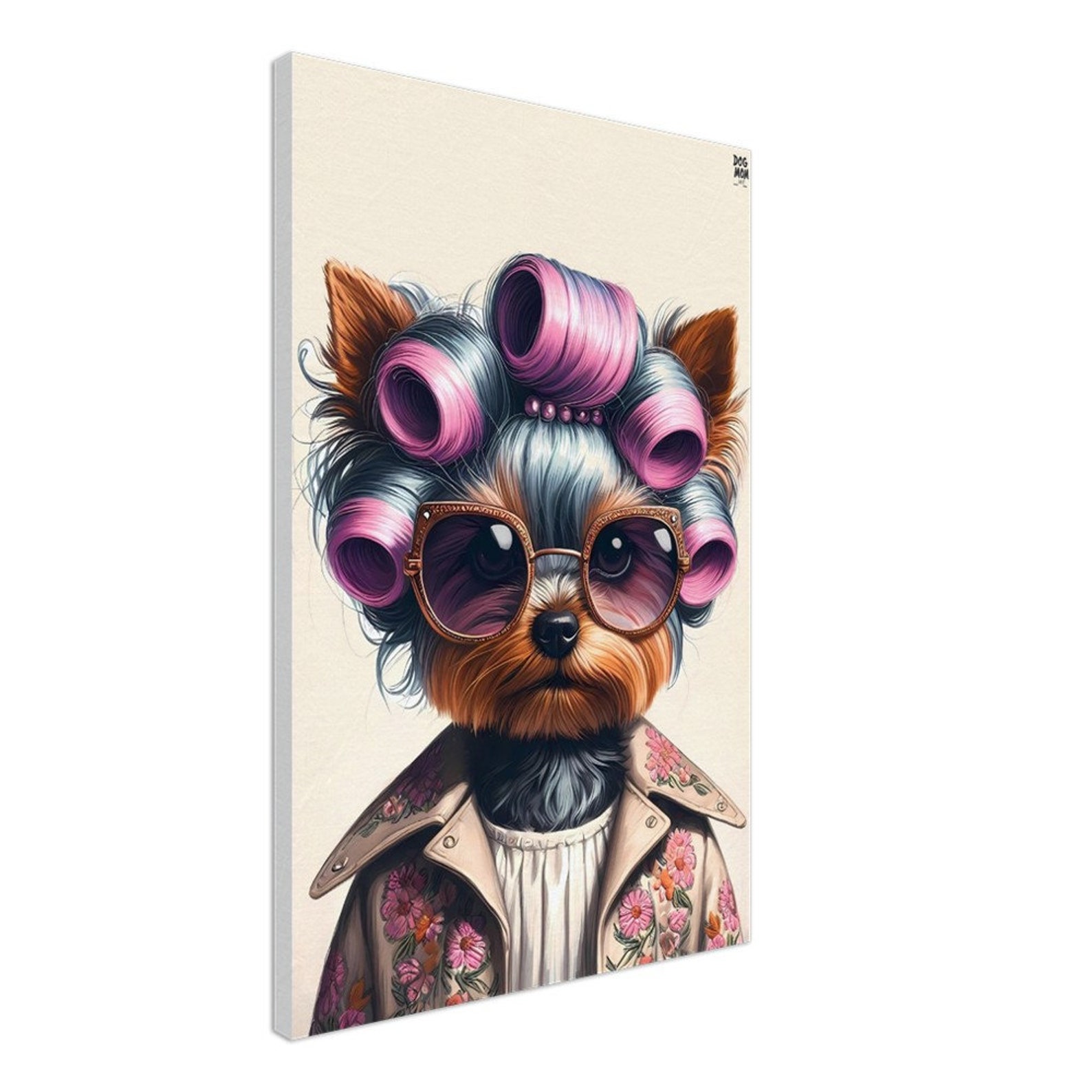 Dog Mom Art Pink Curler: Yorkie Terrier Chic Thick Canvas - Etsy