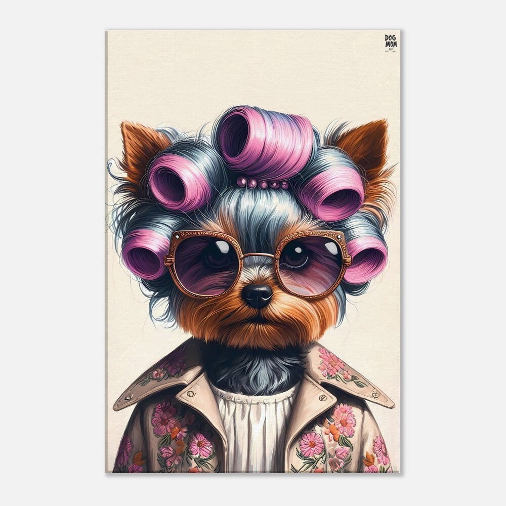 Dog Mom Art Pink Curler: Yorkie Terrier Chic Thick Canvas - Etsy
