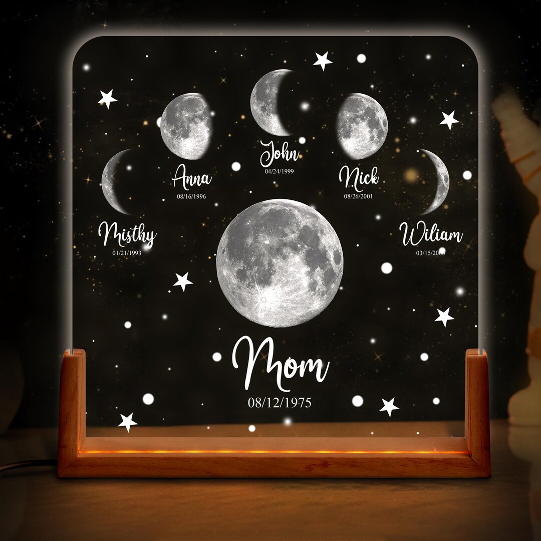 Custom Moon Phase Night Light With Name,mothers Day Gift,moon Phase by ...