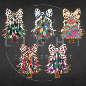 Girly Christmas Tree Bundle Png, Colorful Coquette Glitter Christmas ...