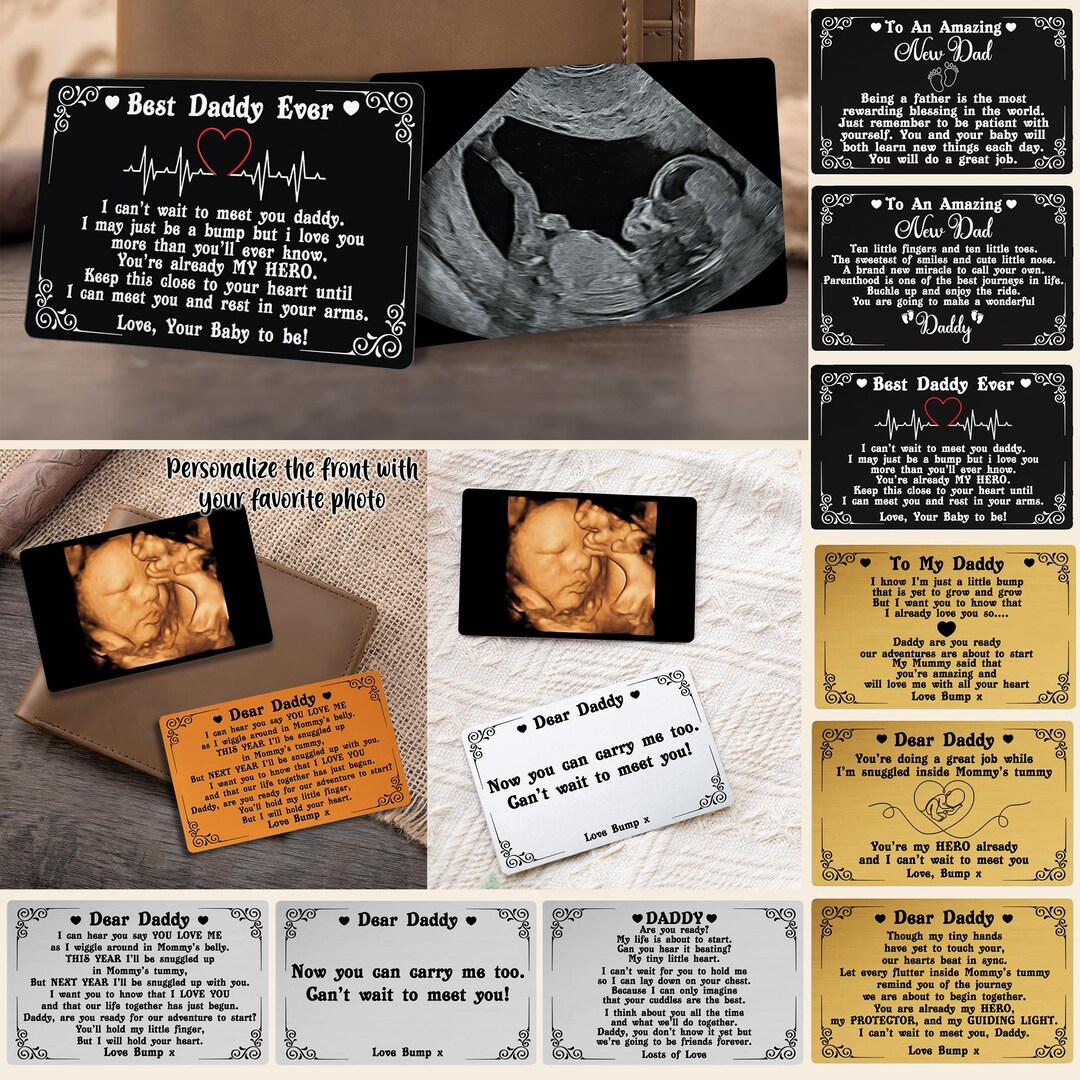 Custom Metal Ultrasound Photo Wallet Card, New Baby Sonogram Gift ...