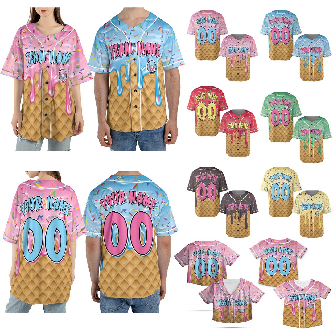 Personalized Ice Cream Drip Baseball Jersey, Custom Sprinkle Drip ...