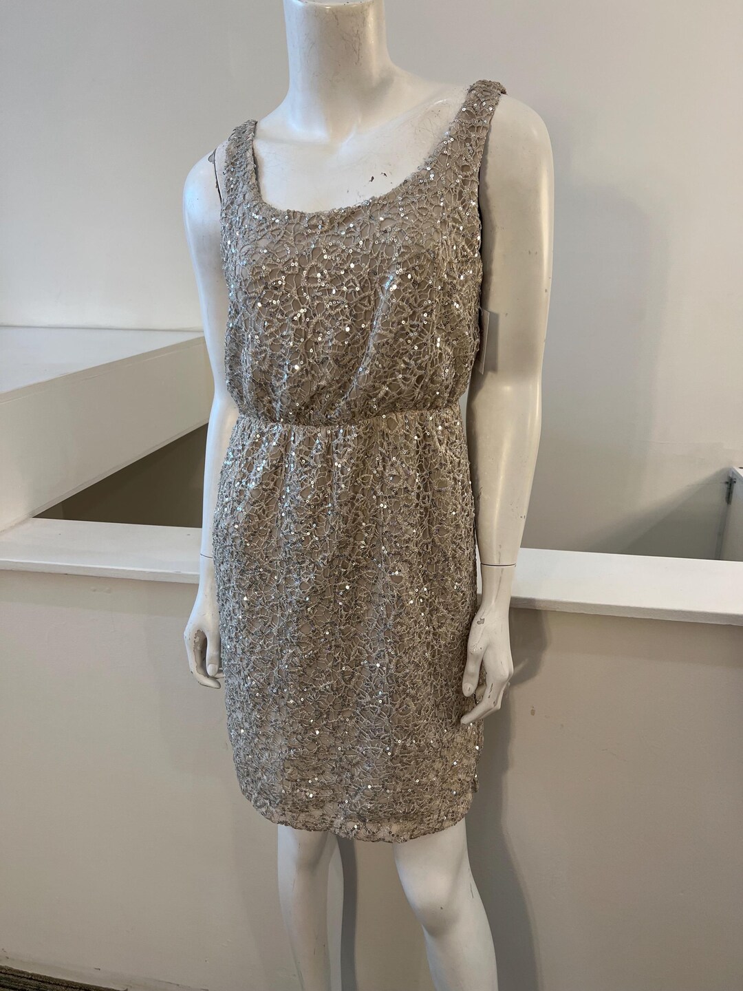 2000s Vintage Sparkly Cocktail Dress | Taupe Color | Size Medium, Size ...