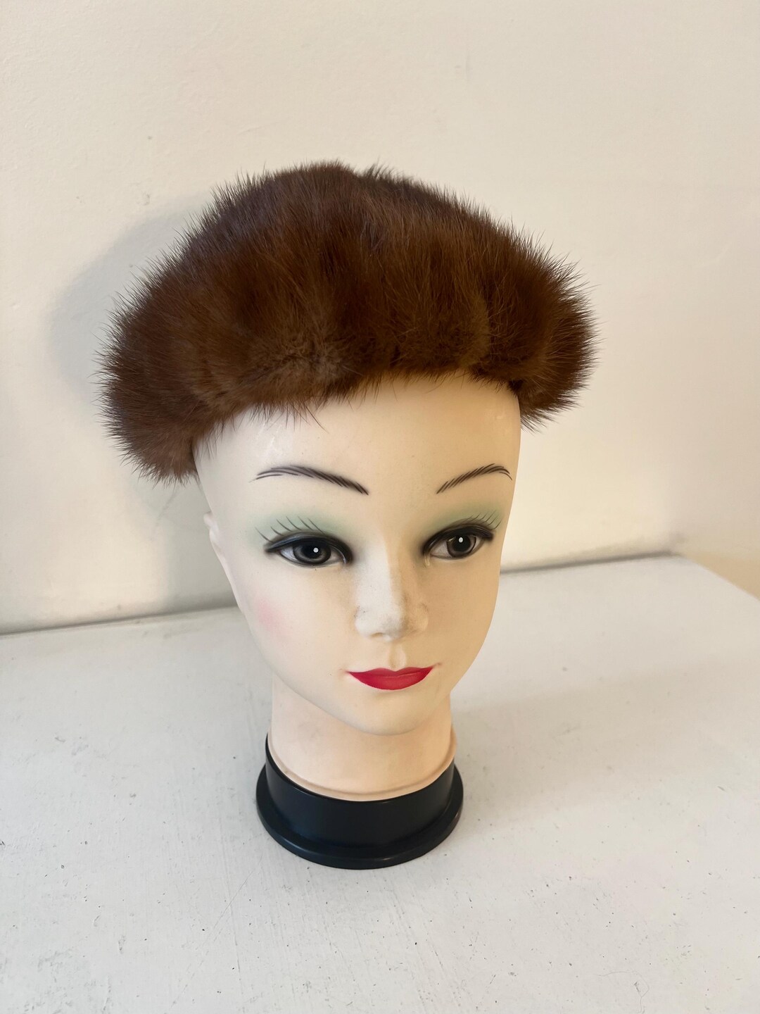 1950s Vintage Brown Mink Fur Toque Hat | Womens Mid Century Winter ...