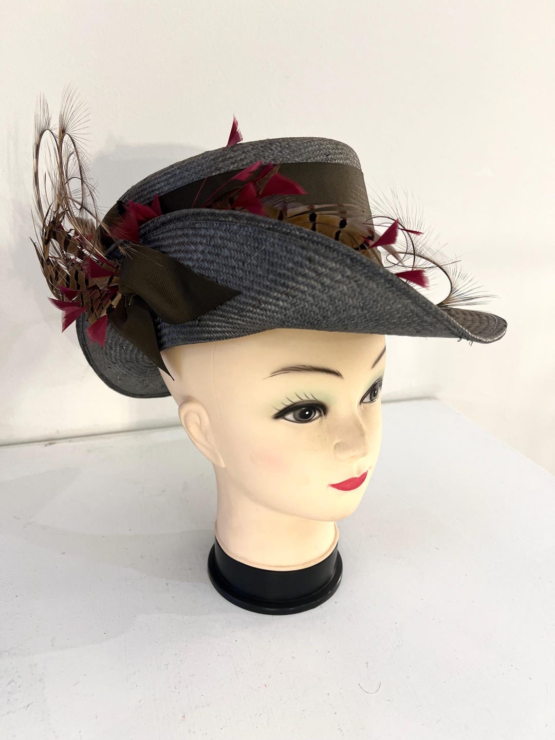 1980s Vintage Fall Feathered Hat With Pheasant Feathers | Hats by Katie ...