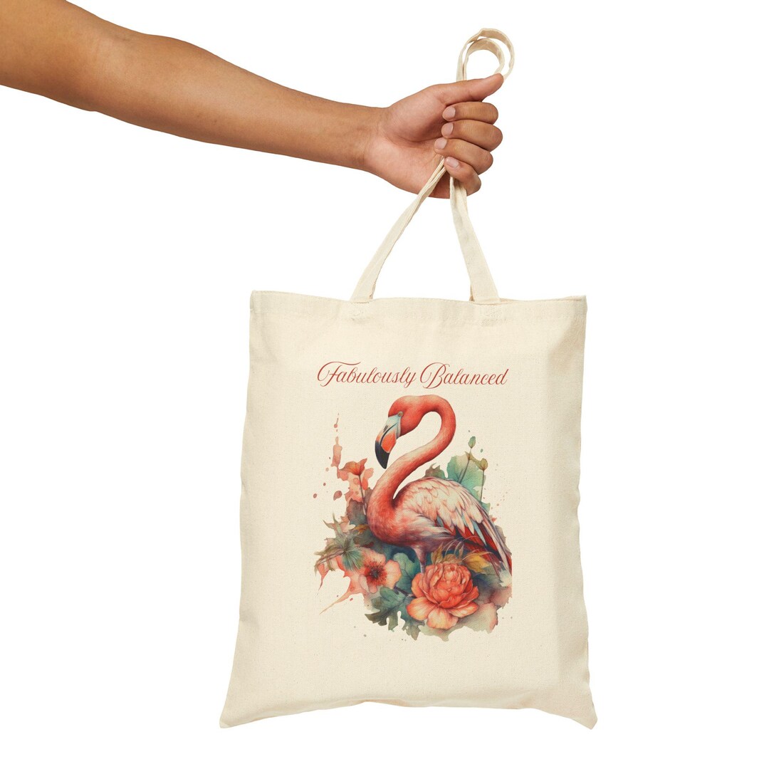 Flamingo Tote Bag, Watercolor Flamingo, Cotton Canvas Bag, Beach Bag ...