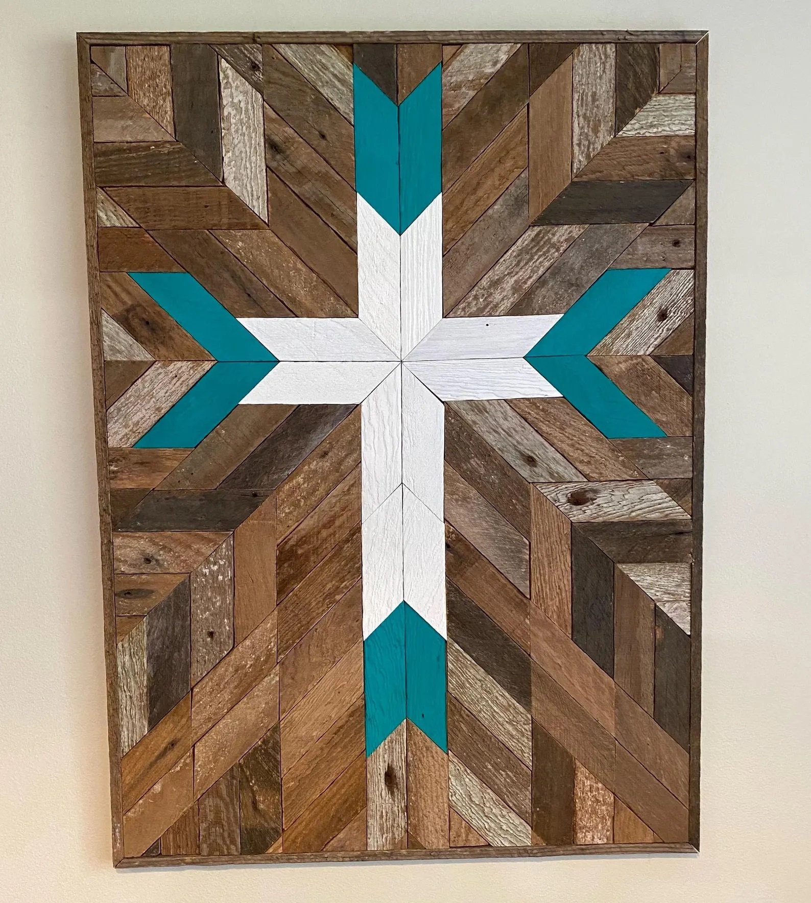 Reclaimed Wood Cross Wall Art | Rustic Geometric Christian Decor - Etsy