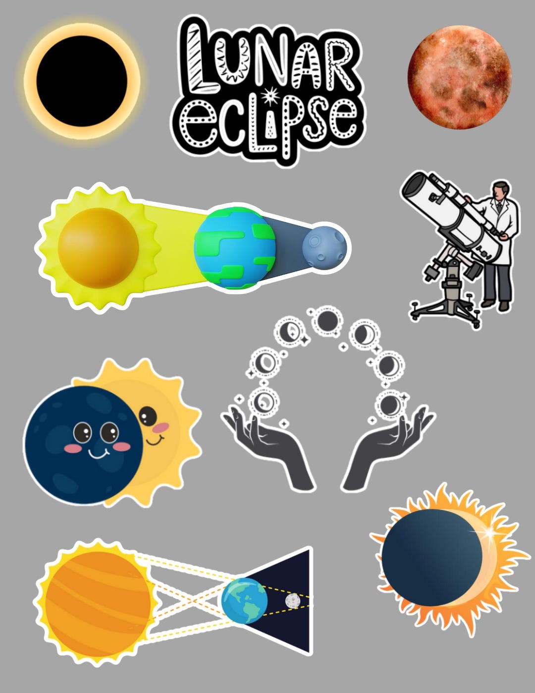 Lunar Eclipse Stickers | Lunar Eclipse | Moon Stickers | Sun Stickers ...