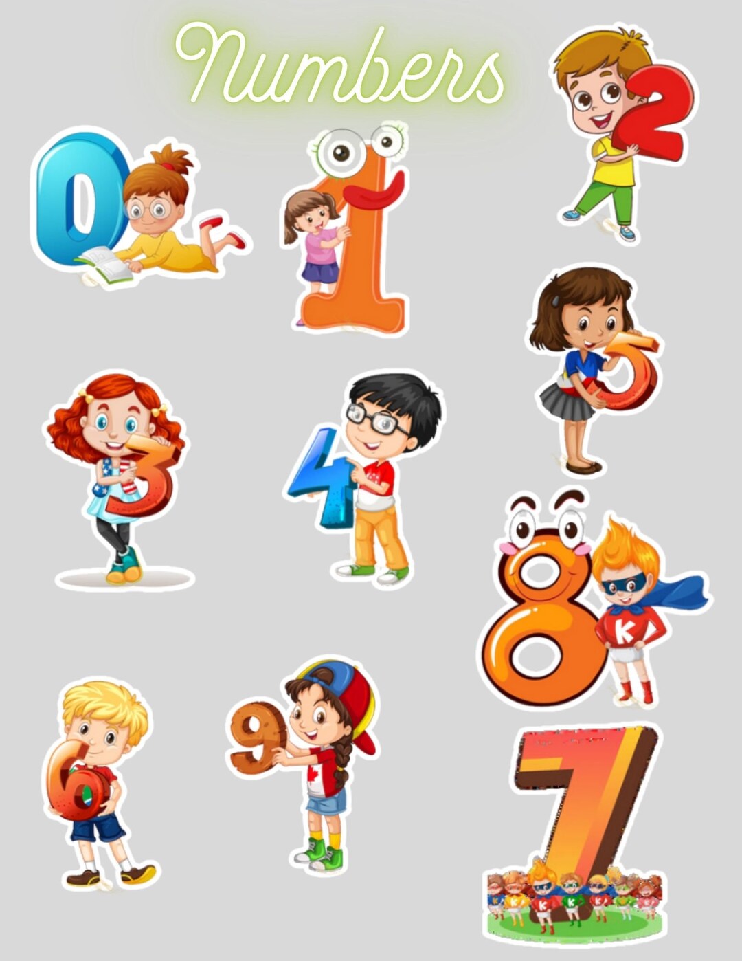 Funny Numbers Stickers | Sticker Sheet | Stickers for Kids | | Print ...