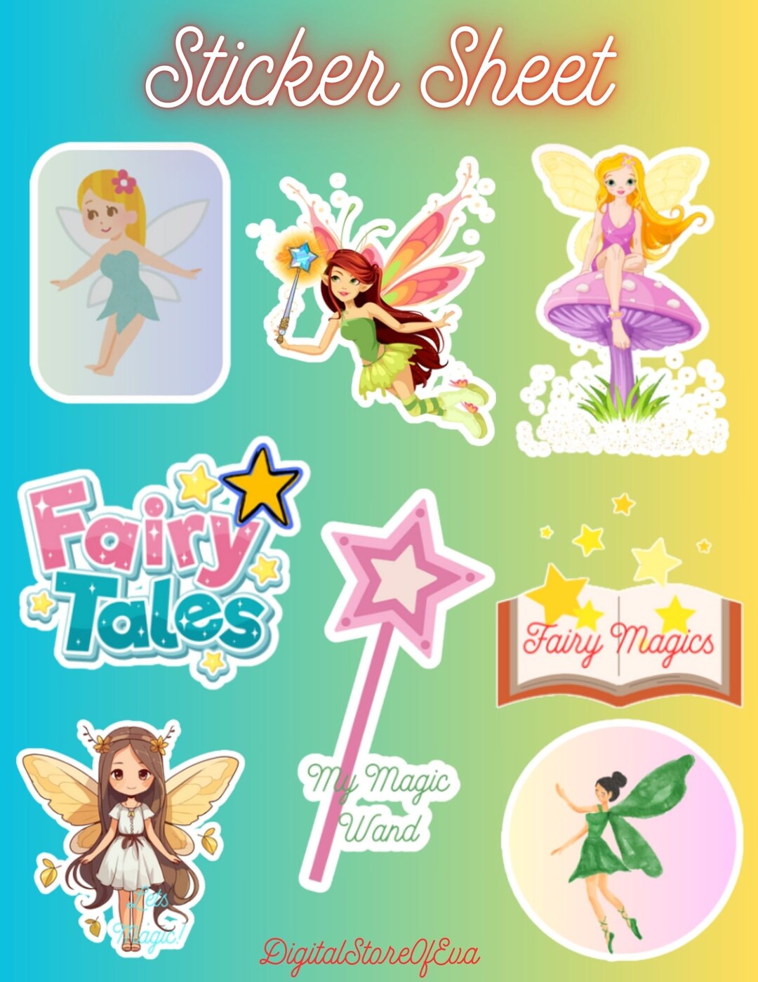 Fairy Tales Stickers | Sticker Sheet | Stickers for Kids | | Print and ...