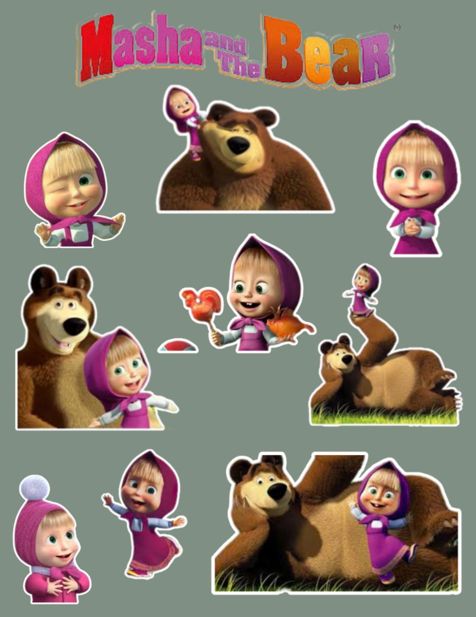 Masha and the Bear Stickers Sticker Sheet Stickers for Kids Print and ...