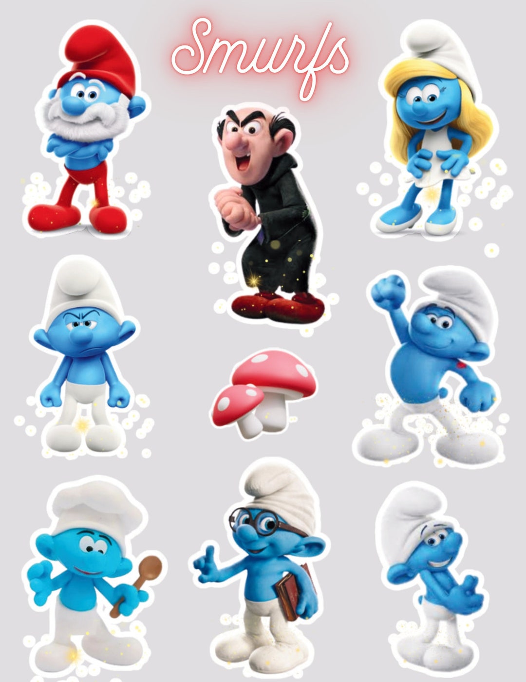 Smurfs Sticker Sheet - Etsy