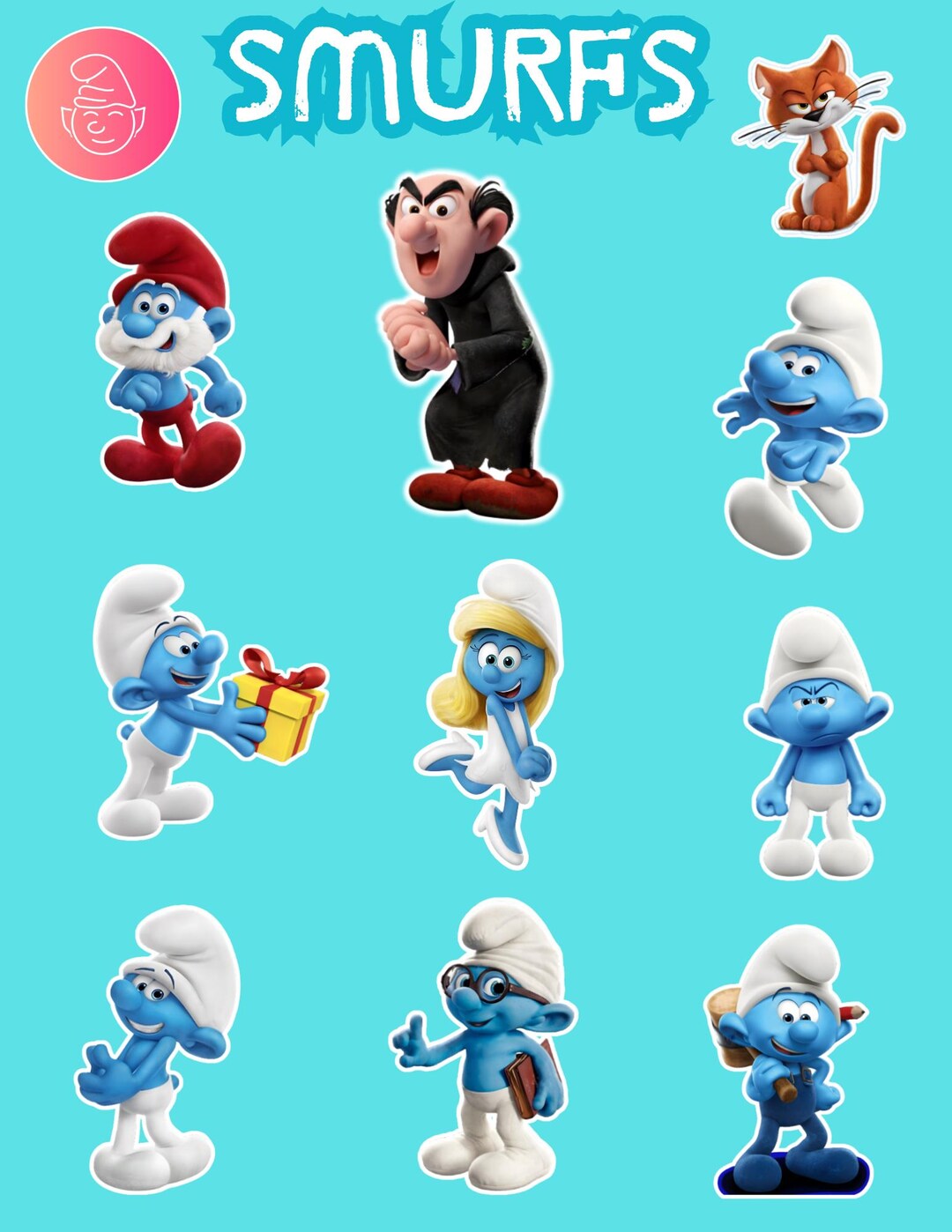 300+ DPI Smurfs PNG Clipart| Smurfs Stickers|instant Download|printable ...