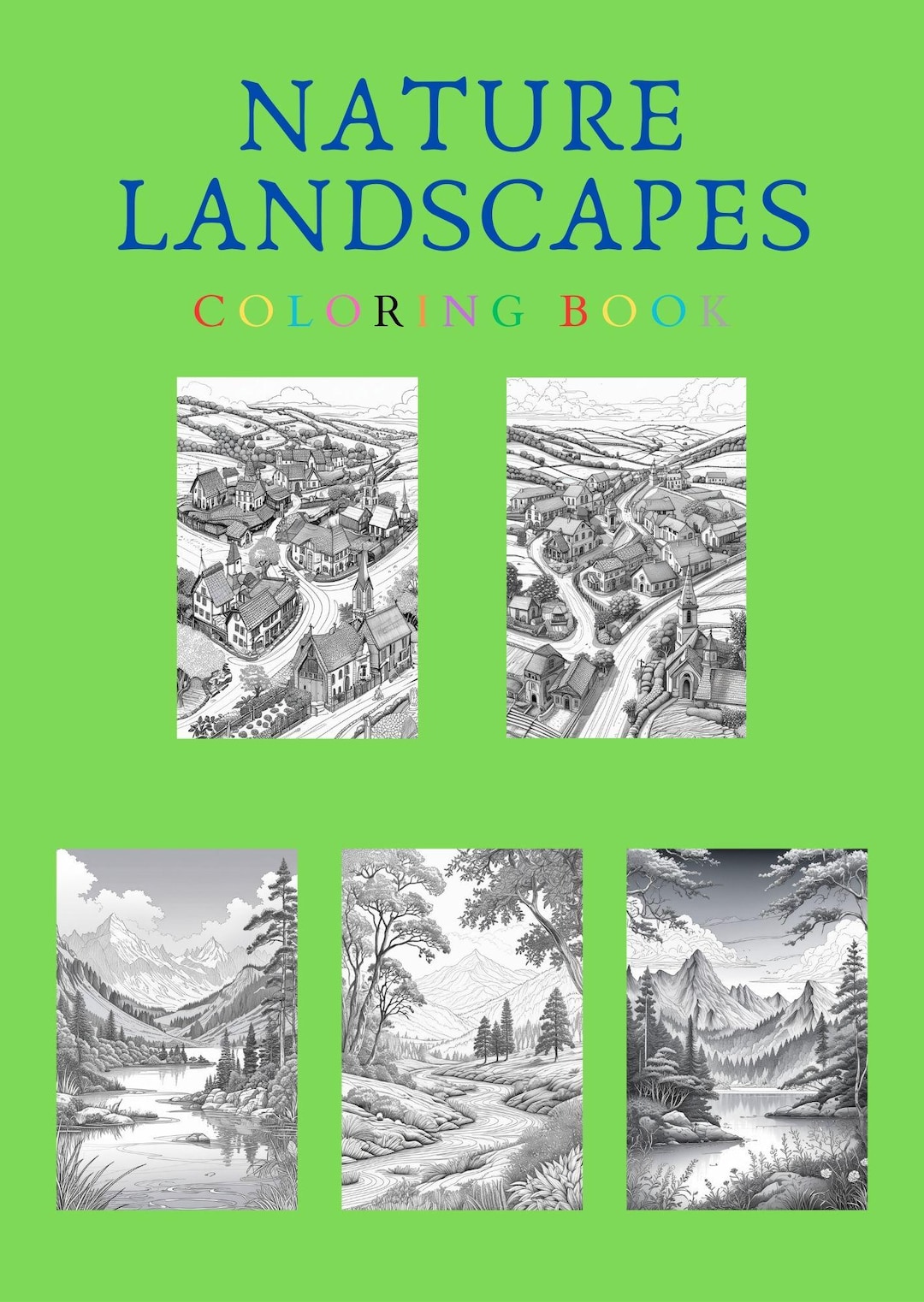 Nature Landscapes Coloring Book | Coloring Book | Relaxing Coloring ...