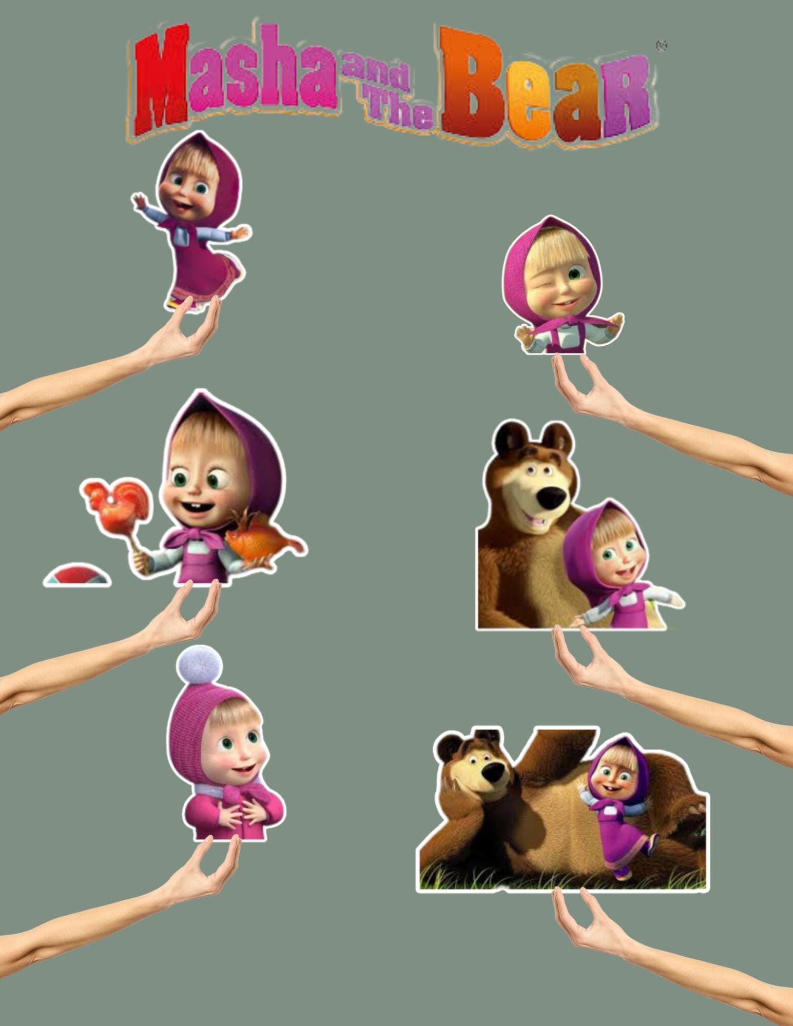 Masha and the Bear Stickers Sticker Sheet Stickers for Kids Print and ...