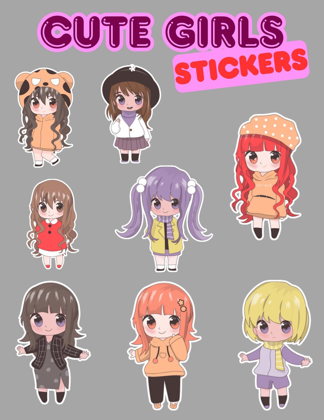 Cute Purple Chibi Girl Sticker | Pastel Anime Aesthetic | Sticker for ...