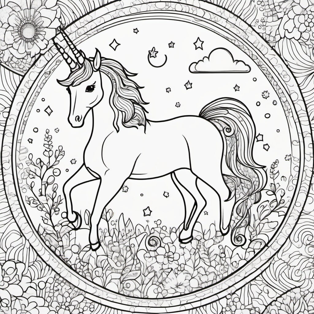 Unicorn Coloring Book | Unicorn | Kids Coloring Book | Digital Coloring ...