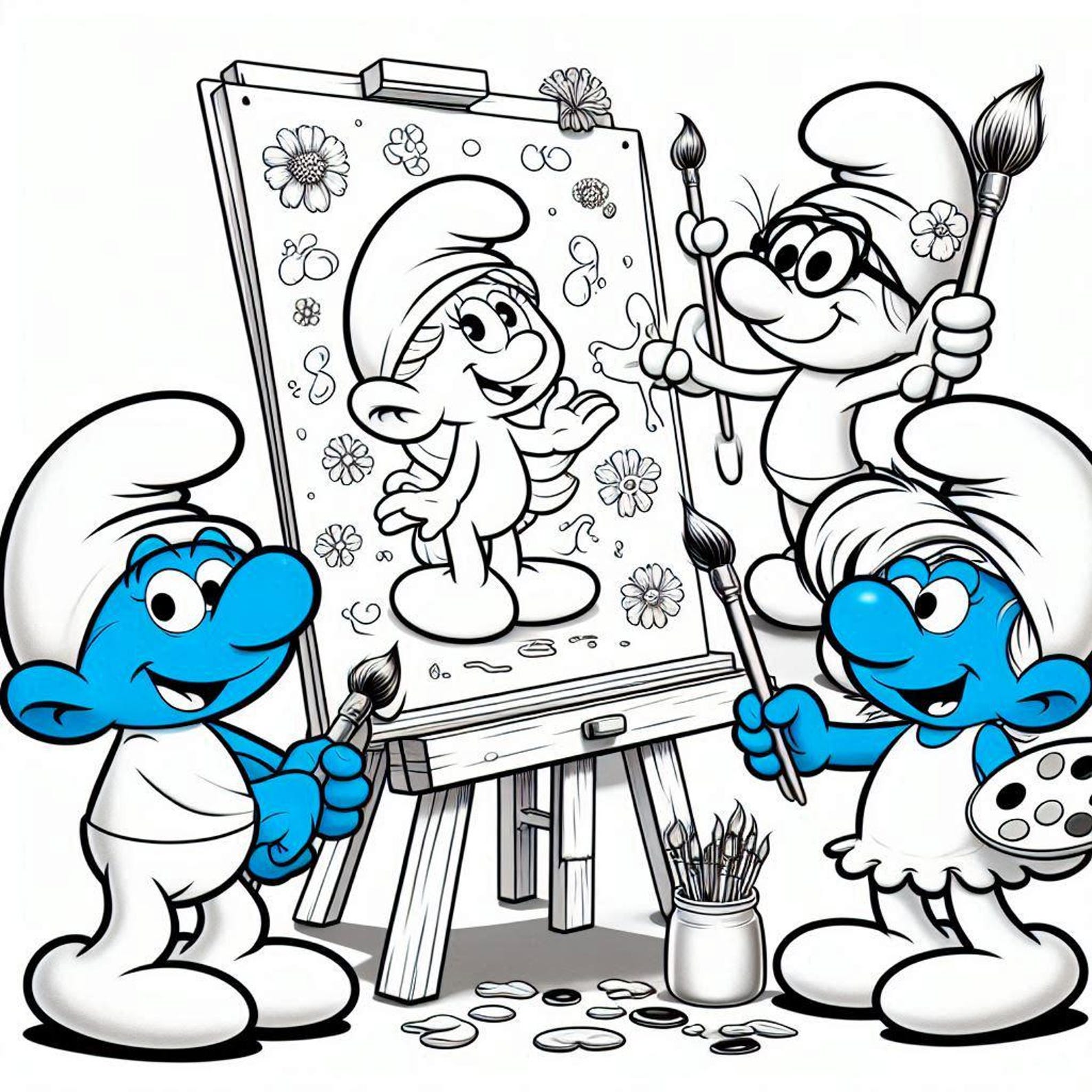 Smurfs Coloring Book: Fun Cartoon Characters (PDF Download) - Etsy