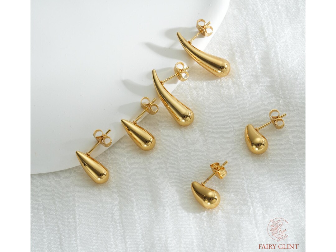 Elegant Water Drop Stud Earrings for Women, Timeless Gold Plated ...