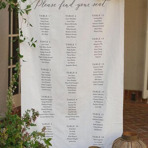 Linen Fabric Wedding Seating Chart, Fabric Wedding Table Plan ...