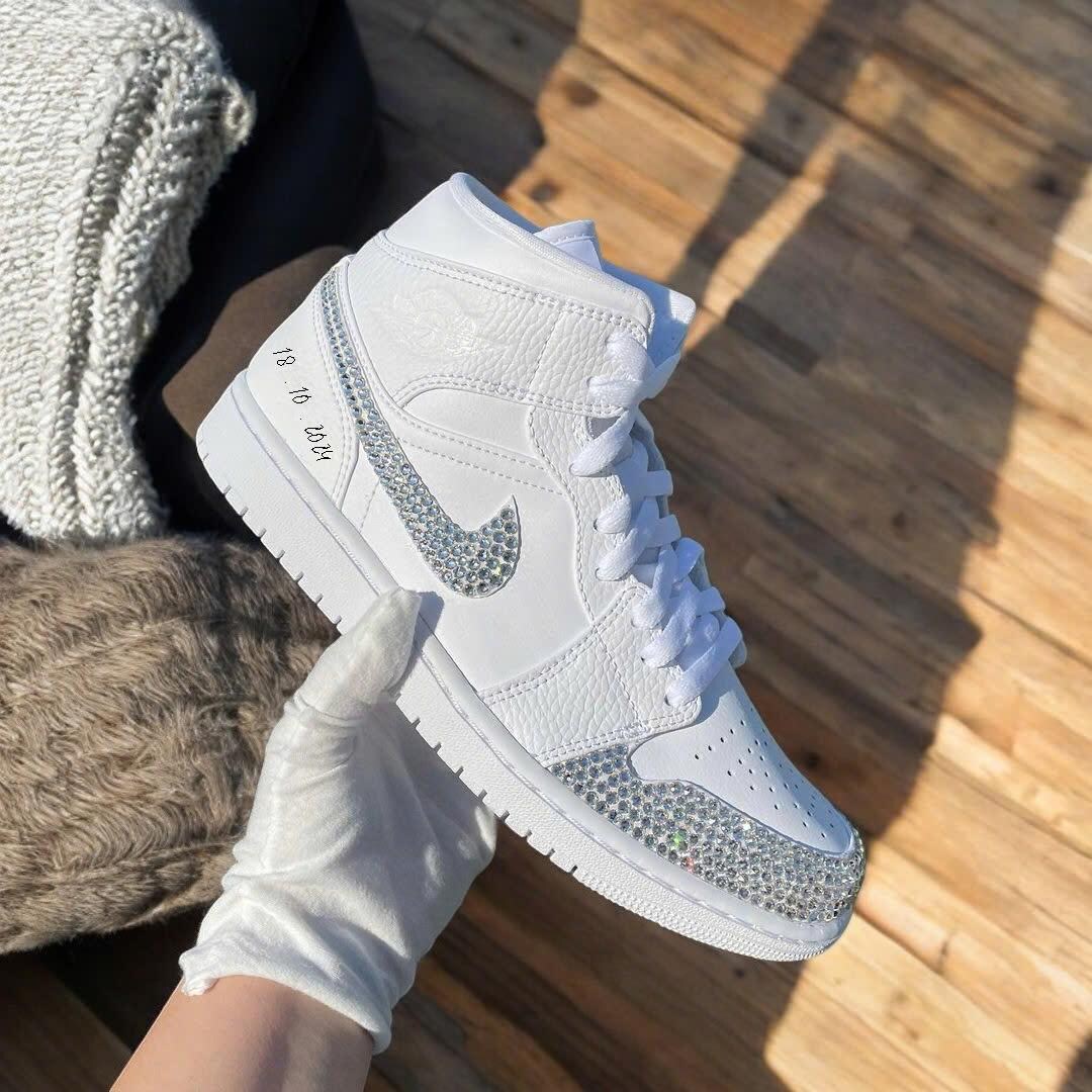 Pearls Blings Mixed Air Jordan 1 High-top Custom Pearls Sneakers ...