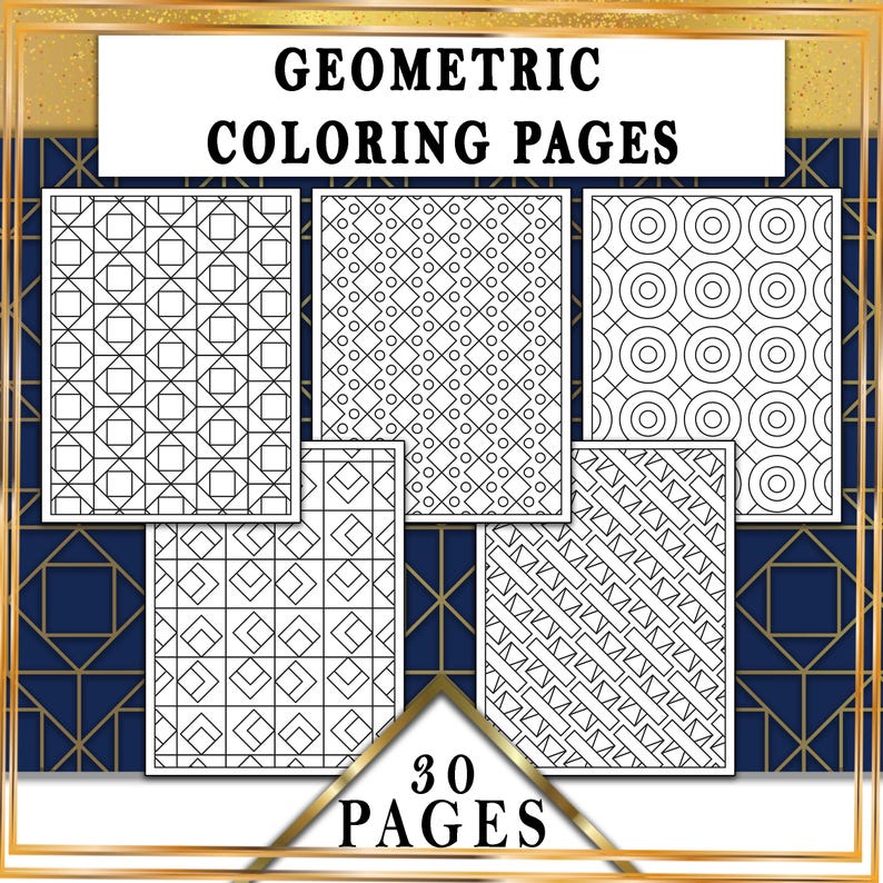 30 Geometric Coloring Pages for Adults. Geometric Pattern Digital ...
