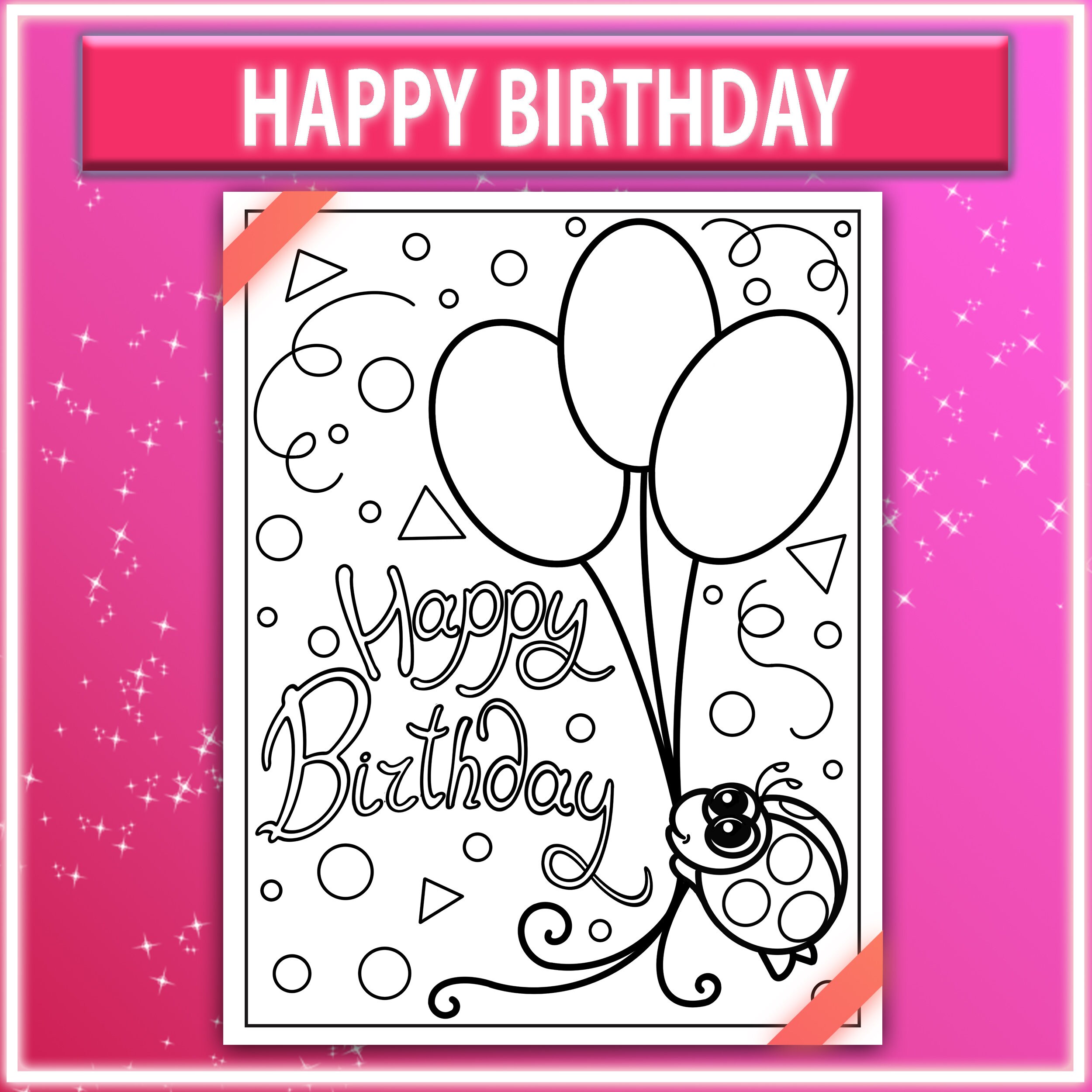 Birthday Party Coloring Pages. Cute Happy Birthday Printables for Girls ...