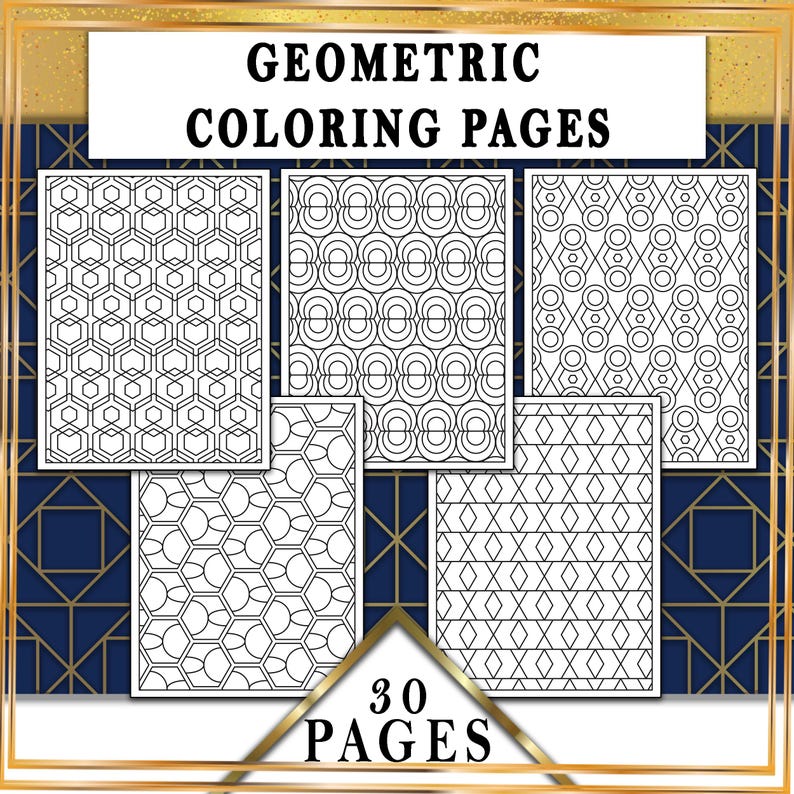 30 Geometric Coloring Pages for Adults. Geometric Pattern Digital ...