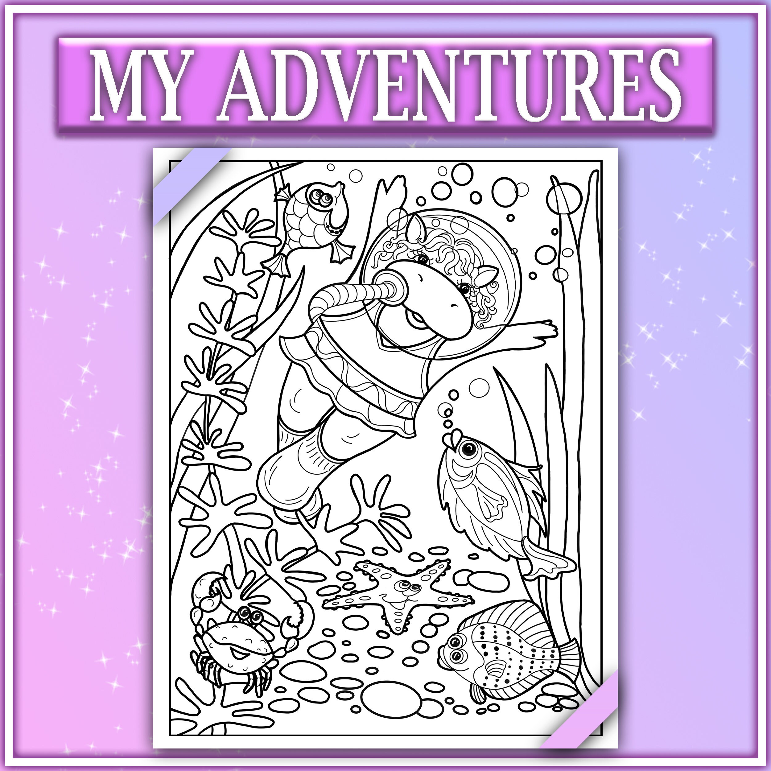 4 Unique Coloring Pages. My Adventures. Cute Coloring Book for Girls ...