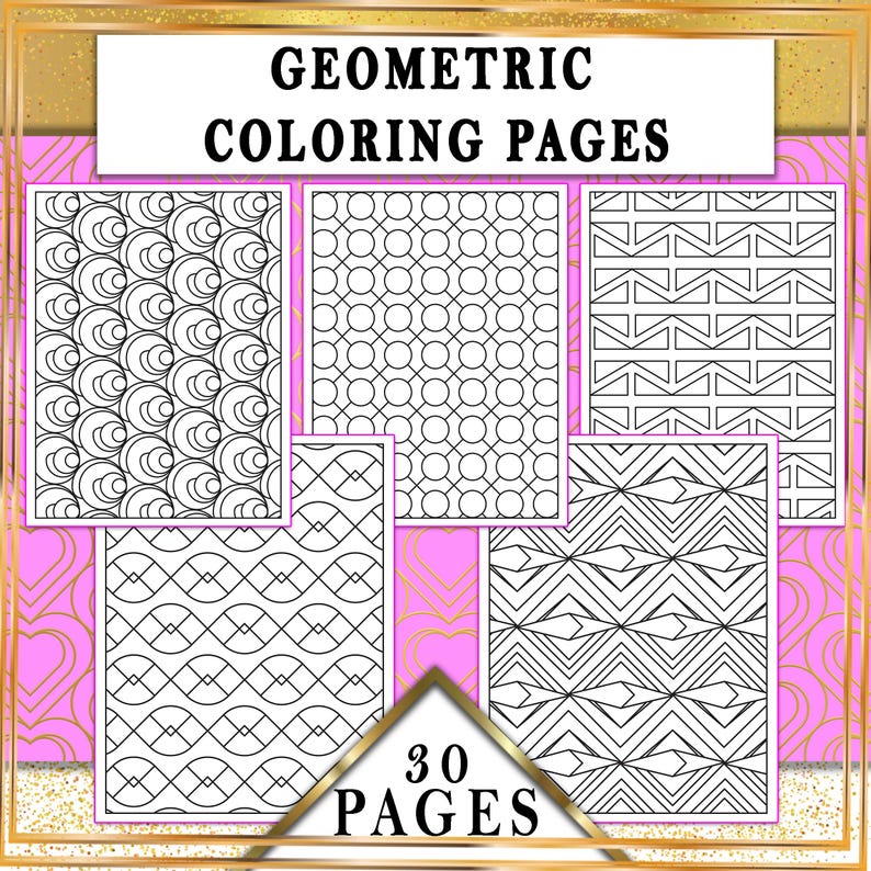 30 Geometric Coloring Pages for Adults. Abstract Pattern Digital ...