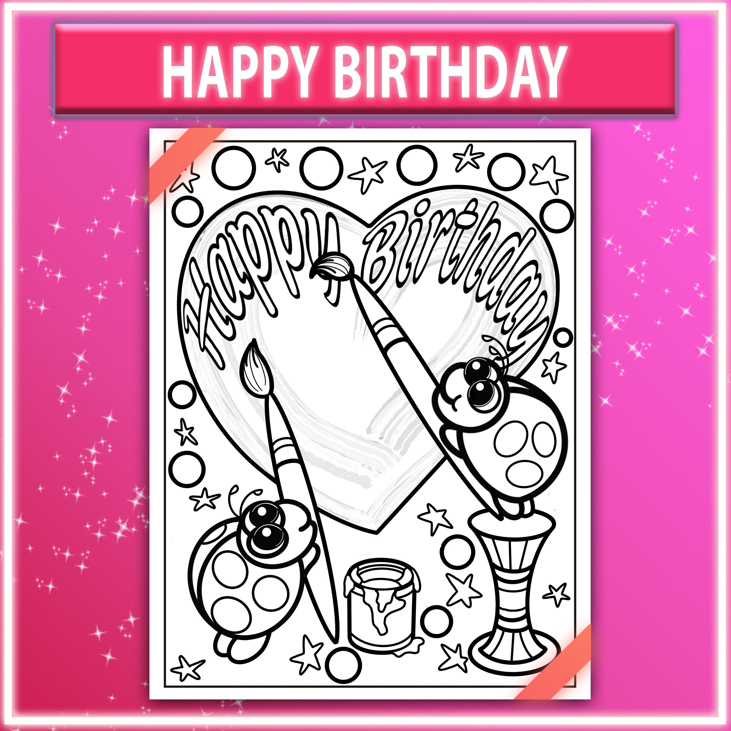 Birthday Party Coloring Pages. Cute Happy Birthday Printables for Girls ...