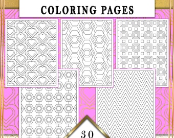 30 Geometric Coloring Pages for Adults. Abstract Pattern Digital ...