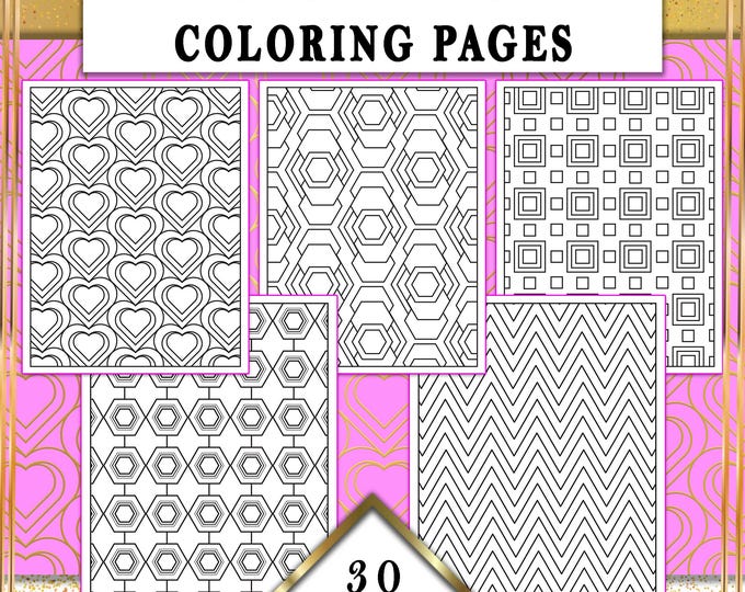 30 Geometric Coloring Pages for Adults. Abstract Pattern Digital ...