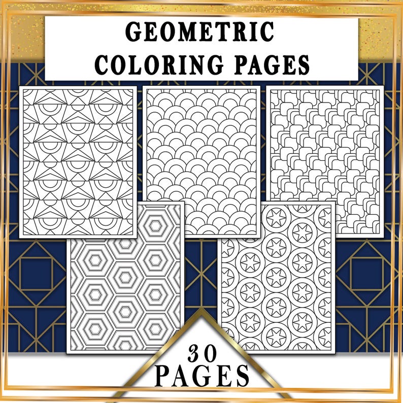 30 Geometric Coloring Pages for Adults. Geometric Pattern Digital ...