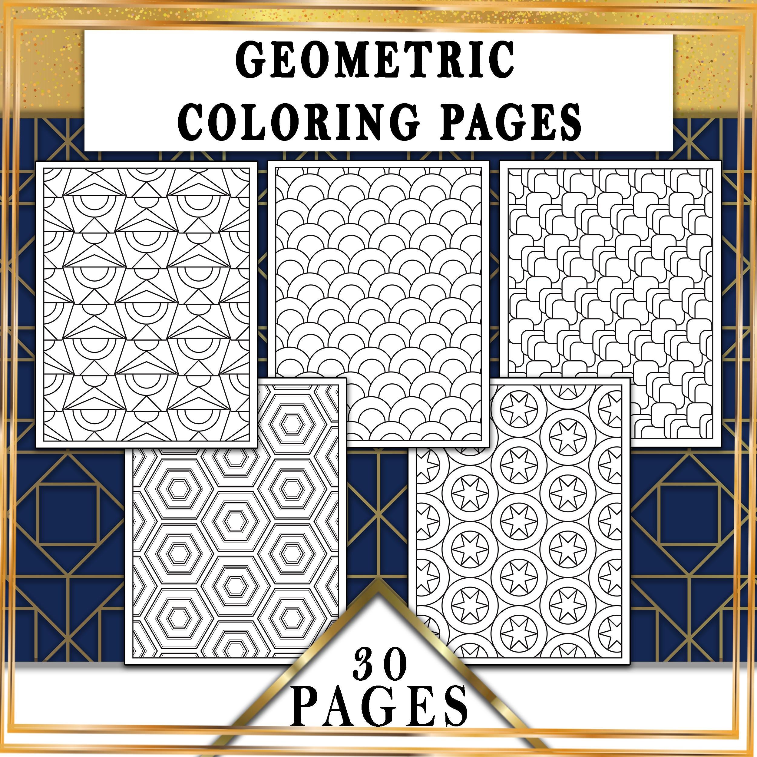 30 Geometric Coloring Pages for Adults. Geometric Pattern Digital ...