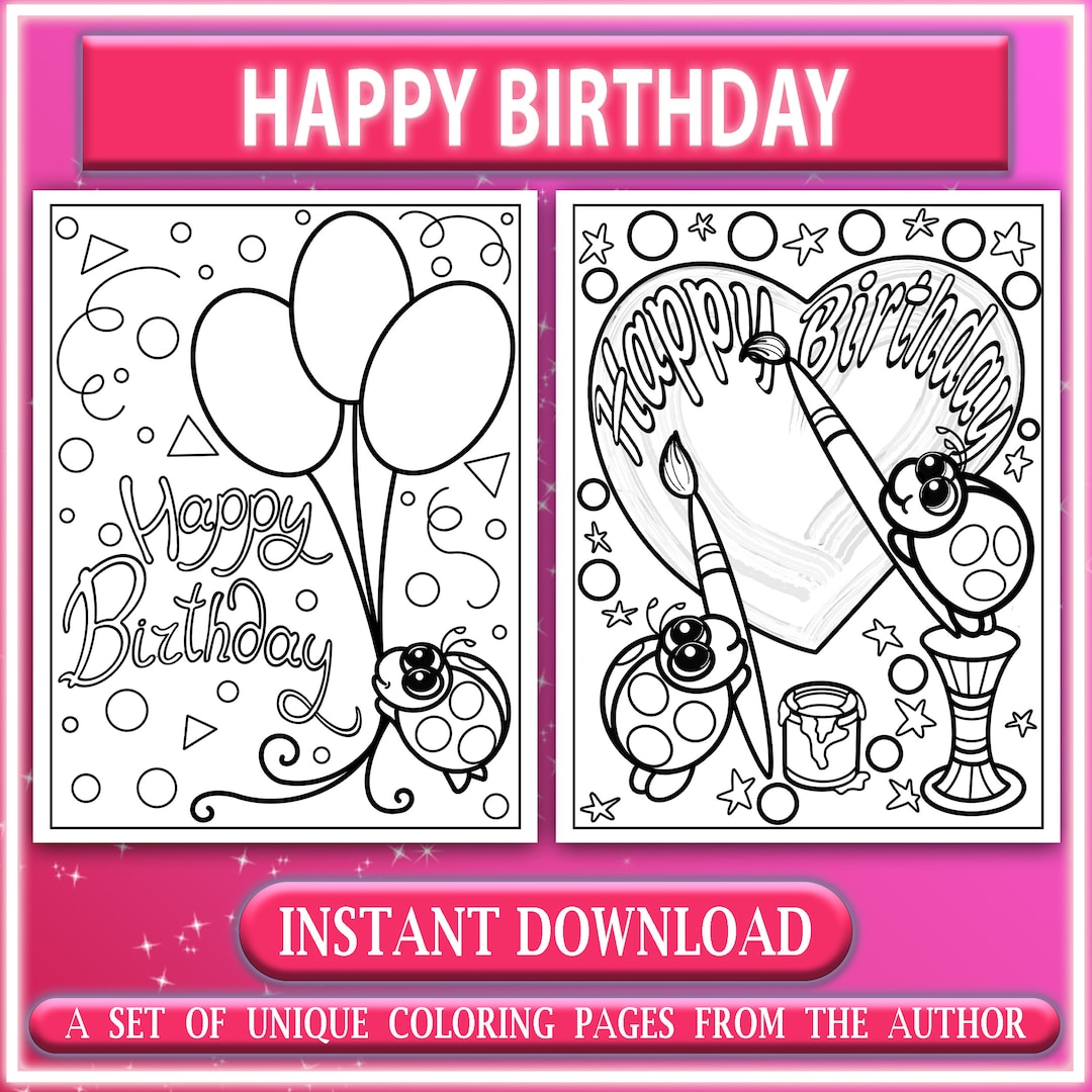 Birthday Party Coloring Pages. Cute Happy Birthday Printables for Girls ...