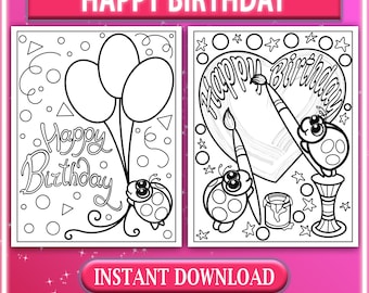 Happy Birthday Coloring Pages. Cute Happy Birthday Printables for Girls ...
