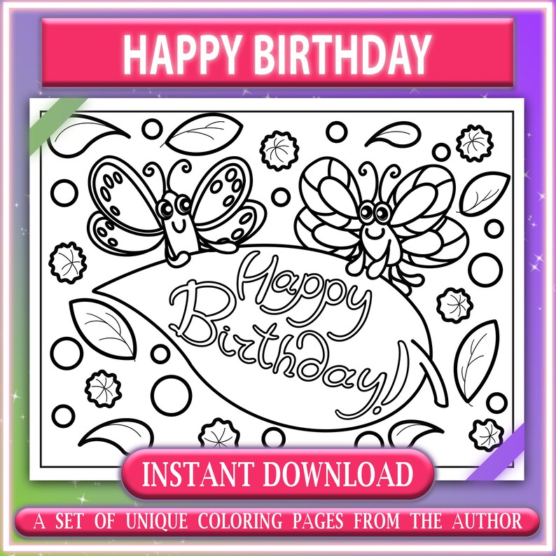 Happy Birthday Coloring Pages. Cute Happy Birthday Printables for Girls ...