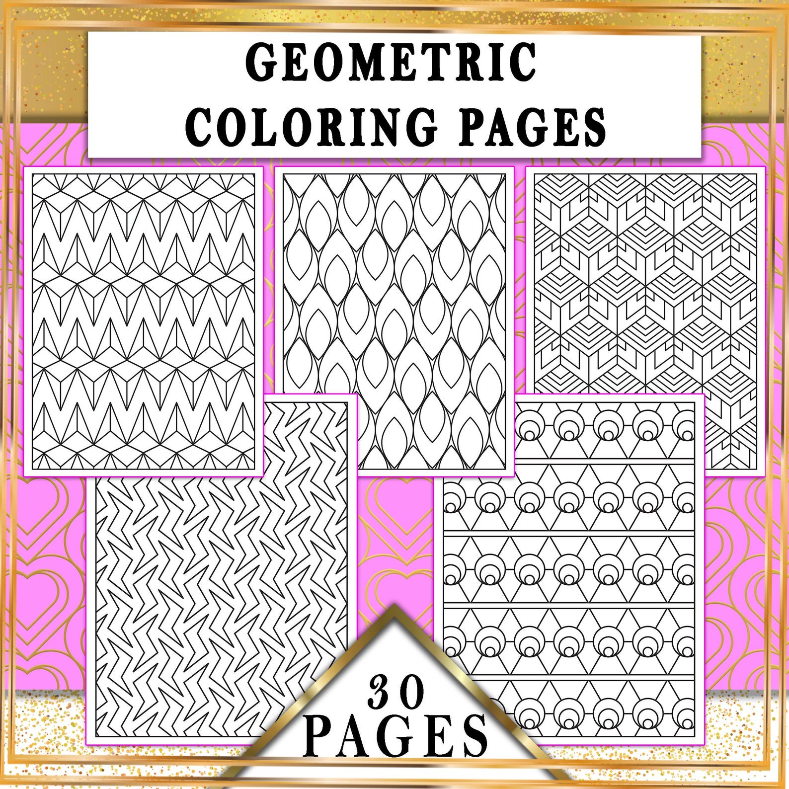 30 Geometric Coloring Pages for Adults. Abstract Pattern Digital ...