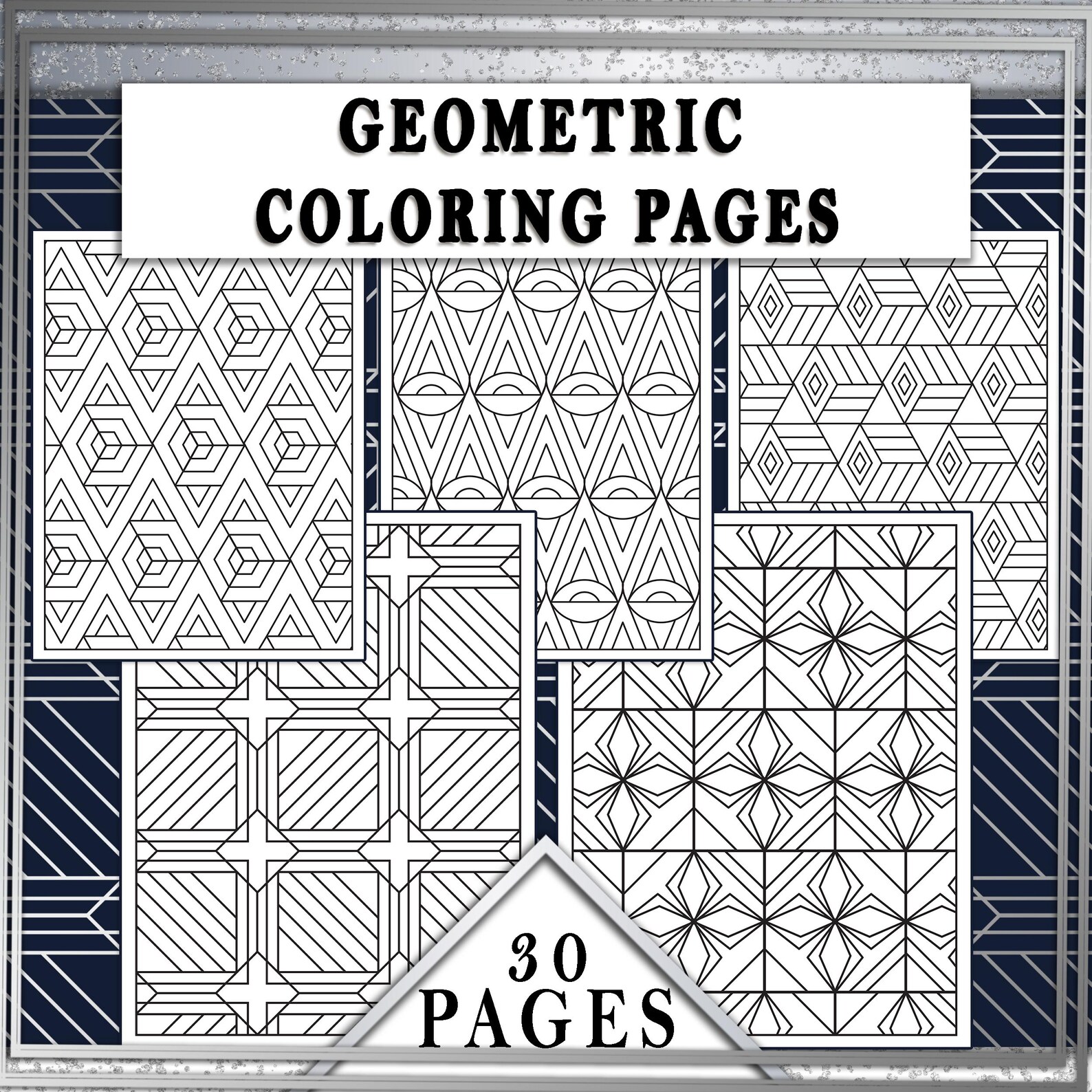 30 Geometric Coloring Pages for Adults. Abstract Pattern Digital ...