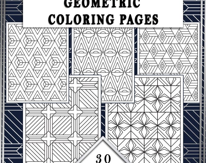 30 Geometric Coloring Pages for Adults. Abstract Pattern Digital ...