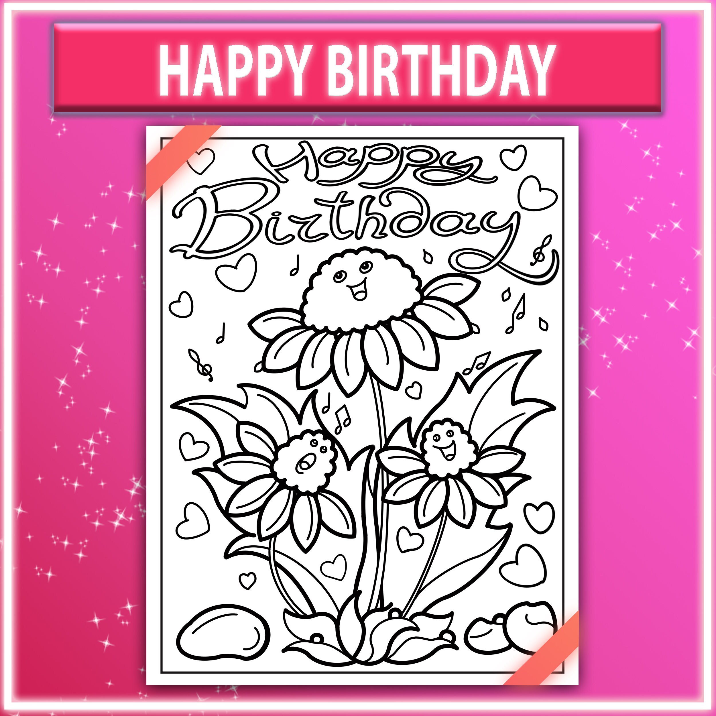 Birthday Party Coloring Pages. Cute Happy Birthday Printables for Girls ...