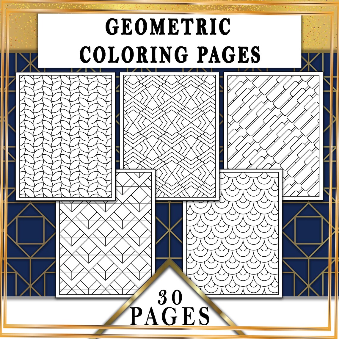 30 Geometric Coloring Pages for Adults. Geometric Pattern Digital ...
