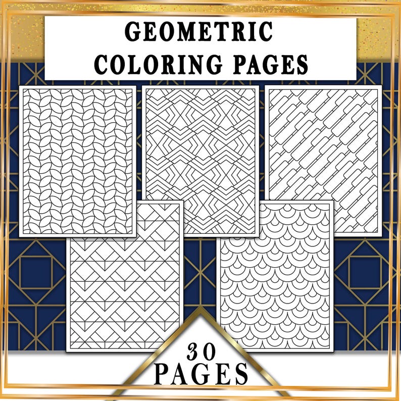 30 Geometric Coloring Pages for Adults. Geometric Pattern Digital ...